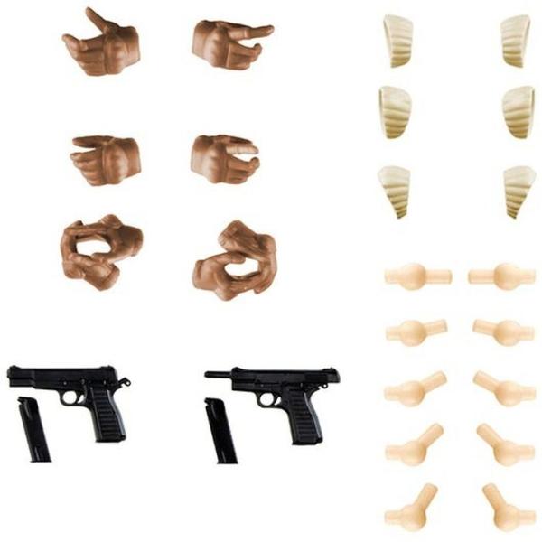 『創彩少女庭園』に『リトルアーモリー』を持たせるためのハンドパーツセット第2弾!今作は、ポーズが難しい「拳銃の両手持ち」を再現する左右一体ハンドや、アングルの倒れたグリップを握る手など、従来品では対応しづらかった拳銃・旧型ライフル・P90タ...