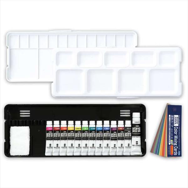 各色11ml、ホワイトのみ20mlです。パレット2枚とミニタオル付きです。
