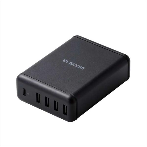 ■4つのUSB Aポートと、1つのType-C(USB-C)ポートを搭載し、スマートフォンやタブレットのほかさまざまなUSB機器をこれ一つで急速充電できるAC充電器です。  ■USB Type-C(USB-C)ポートはUSB Power D...