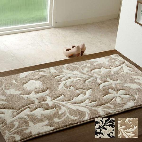 ウィルトン織りの玄関マットです。カラーは、ブラック（4550317068300：2051169）、ベージュ（4550317068331：2051269）、です。カービング仕様で立体感のある商品です。ウィルトン織りは非常に耐久性の高い織物です...