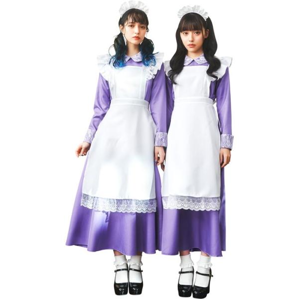 女の子が満足するガーリーを追求したMoonTalkシリーズ。ロング丈のクラシカルなメイドコスチューム。アンティーク風なレースをふんだんに使用。襟と袖のカフスはレースを重ねた透け感が美しいです。