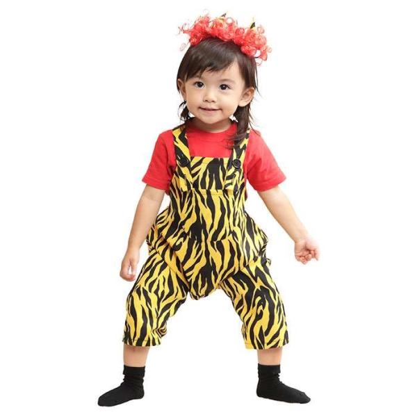 可愛いベビー用節分コスチューム。オーバーオールタイプで、男の子でも女の子でもカジュアルに着られます。インナーには赤、青、黒、白、ボーダー何でも合います。ウィッグ風のヘッドドレスは、ゴムが嫌なお子様にはピンで付けてあげても。節分行事、保育園、...