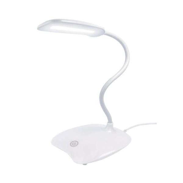 タッチセンサーでライトの明るさを３段階調節できます。フレキシブルアームで、角度も自由自在です。