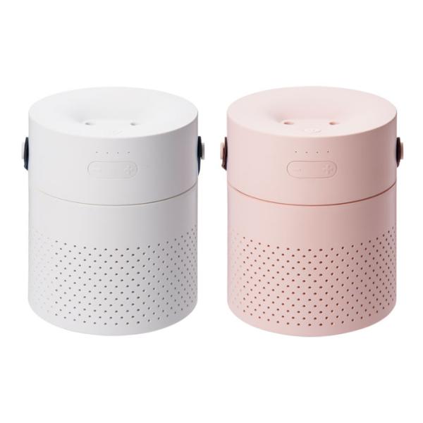 4000mAhのバッテリー搭載した持ち運べる加湿器。タンク容量約1.1L。ダブル噴霧、間欠機能、自動停止機能、LEDライト付き。静かな弱音加湿器（35dB）。カラーバリエーションは、ホワイト（H40090/4573208994021）、ピン...