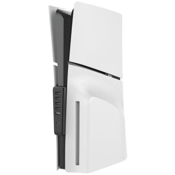 新型PS5 専用サイズで安定した挿し込み。USB ポート5個+ USB-C ポート1個に拡張！無線コントローラーの充電や有線コントローラーをつないで遊ぶ際に便利！他にもキーボードでチャットをする場合やマウスをつなぐ際にも使用可能です。●横置...