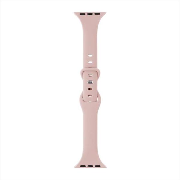 なめらかで肌触りの良い質感のApple Watchバンド。汗や水に強いシリコン製。ピン留め式で着脱しやすい。主張しすぎずコーディネートに合わせやすいスリムデザイン。