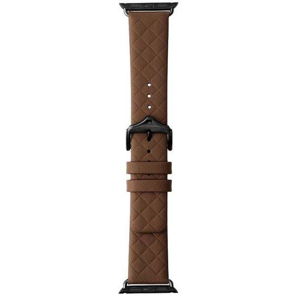 気品のある本革製Apple Watchバンド。馴染みのある穴留め式バックルで着脱しやすい。温かみのあるキルティング風の型押しレザー。