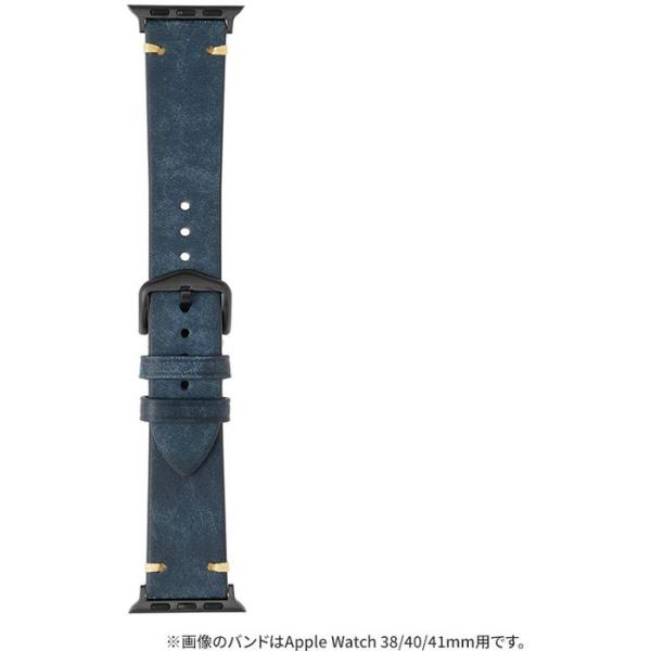 気品のある本革製Apple Watchバンド。馴染みのある穴留め式バックルで着脱しやすい。ハンドメイド感のあるヴィンテージ調ワックスレザーとステッチ。