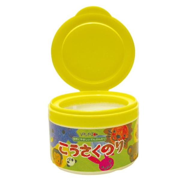 こうさくのり。自然にやさしいでんぷんのりちいさな手でもキャップが開けやすく設計されています。一体式なので、キャップをなくしません。 フタをなくさない一体式。でんぷんで作られているので、誤ってなめても安心です。容器は道具箱に入る高さ（5cm弱...
