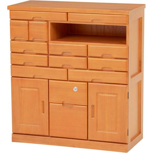 多引き出しのFAX台。鍵付きの引出しには重要なものを保管できます。