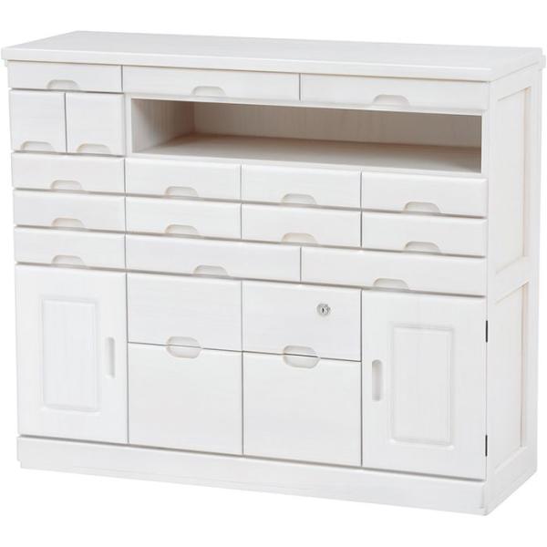 多引き出しのFAX台。鍵付きの引出しには重要なものを保管できます。