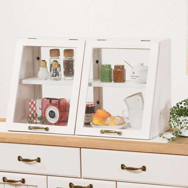 カウンター上ガラスケース。カラーは、ナチュラル（4934257226653：2101651500・MUD-6068NA）、ダークブラウン（4934257226646：2101651400・MUD-6068DBR）、ホワイトウォッシュ（493...