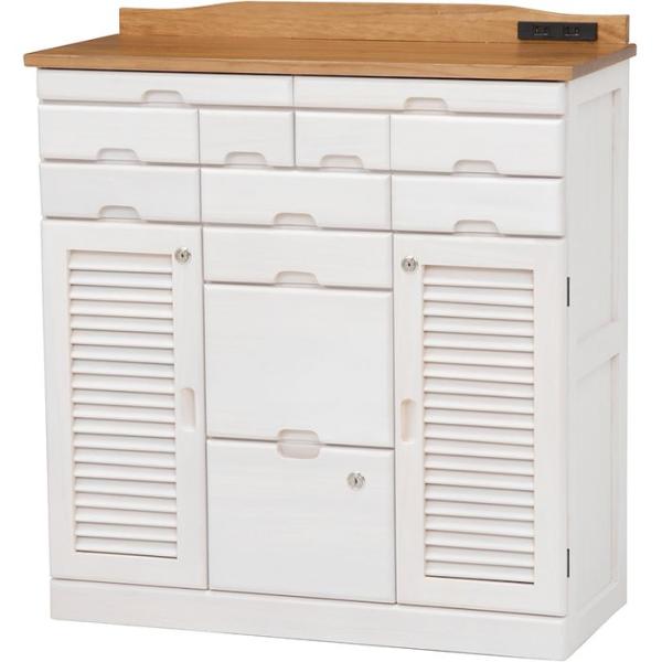 多引き出しのFAX台。隠しキャスターがついているので移動もラク。鍵付き。