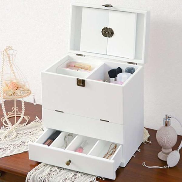 コスメボックス。カラーは、チャコールグレーｘクリーム（4934257268363：2101913700・MUD-6740CG）、チャコールグレー（4934257268370：2101913800・MUD-6740GY）、ホワイト（49342...