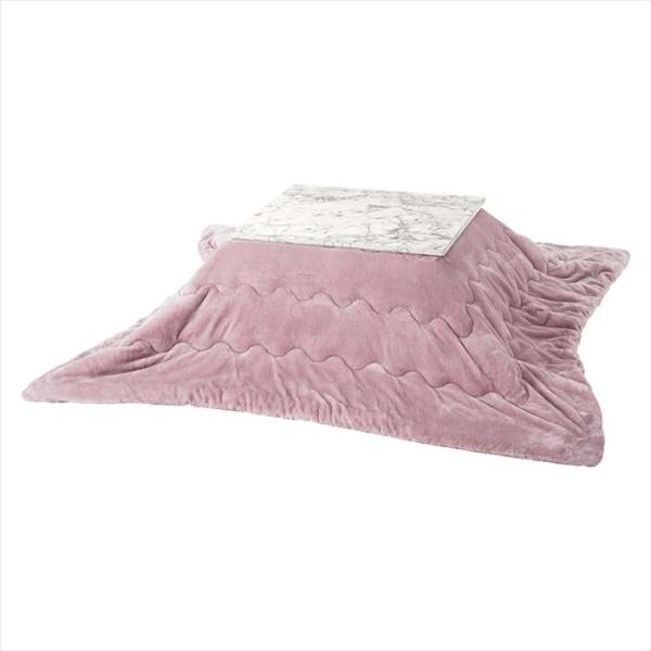 おしゃれで可愛い大理石柄のこたつテーブル。コンパクトでひとり暮らしのお部屋でも置きやすいサイズです。とろけるような肌触りのシンプルな掛け布団セット。