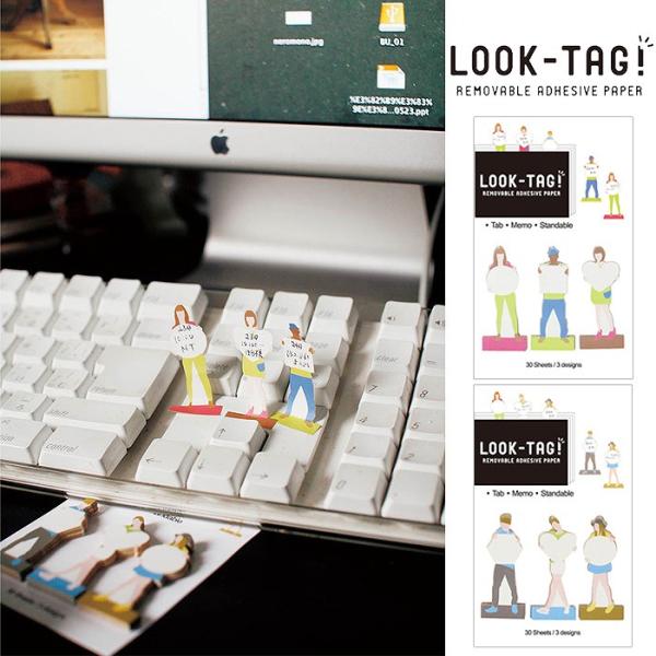 LOOK TAG！。VARIETY SERIES【色々シリーズ】はかわいい付箋を色々集めたシリーズです。プラカードを持ったデザイン。折って立たせることもできるユニークなデザイン。伝えたいメッセージなどにも効果的。スケジュール帳や旅行ガイドに...