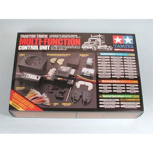 1/14電動RCトレーラーヘッドに組み込んで、迫真のサウンドと各種ライトの点灯、そして車体振動を連動させいっそうの実感を演出します。それぞれのアクションに音と光、振動を連動させる中枢がマルチファンクションコントロールユニット（MFC-01）...