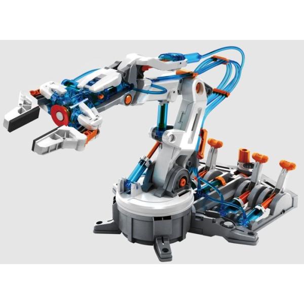 乾電池不要！6つの関節でスマートな動き!●シリンダー内の水に力を加えることで生まれる「水圧」で動作するロボットアームです。●アームの先のグリッパーで物を"つかむ"、"放す"の操作が可能です。また、グリッパーを外すと吸盤モードに変えることがで...