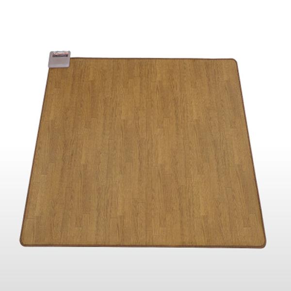 3畳サイズ（195cm×235cm）の木目フローリングタイプのホットカーペット。お部屋のサイズに合わせて敷くだけの簡単設置。表面は撥水加工なので、汚れたらサッと拭くだけ。暖房面積切替機能、ダニ退治機能搭載。折りたたみ収納可能。
