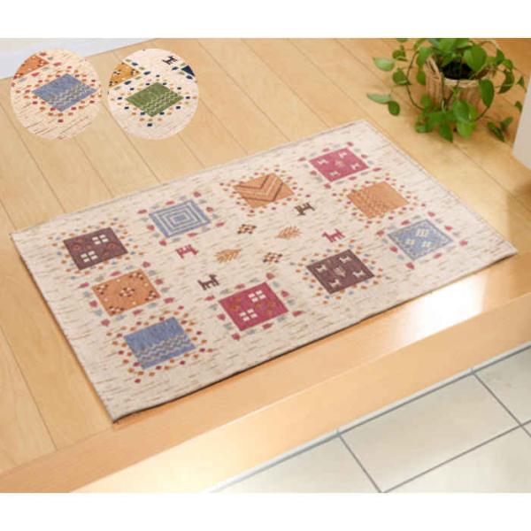 室内 シェニール糸 洗濯機で洗える 滑りにくい加工 玄関 入口 エントランス インテリア 模様替え ギャベ柄 ギャベル シェニール糸を使用した玄関マット。約60×90cm。カラーは、ベージュ（4956642490975/2034260）、ア...