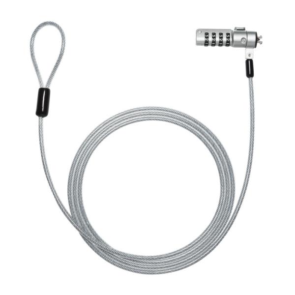 ●標準、nanoの2種のセキュリティスロット全てに対応したセキュリティワイヤー。（nobleは不対応です）●4桁の暗証番号を設定できます。（設定した暗証番号にすれば何度でも変更可能です。）●シリンダ部は回転でき、ワイヤーに負荷がかかることな...