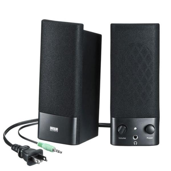 アンプ内蔵でヘッドホンステレオの出力端子やパソコンの音声端子につなぐだけで音楽を楽しめます。実用最大出力5W（2.5W＋2.5W)で小型ながらパワフルなサウンドを楽しめます。深夜や周りに気を使う環境にも便利なヘッドホン端子を内蔵しています。...