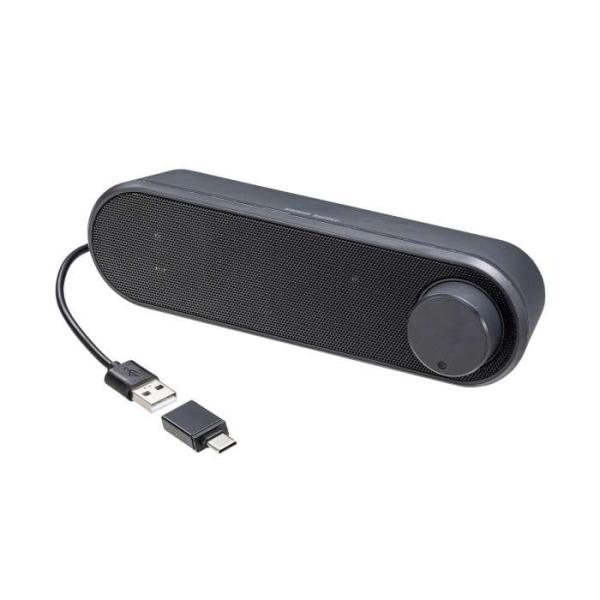 ●USBケーブル1本をPCに接続するだけで使えるUSBスピーカーです。●最大6W（3W＋3W）のステレオ出力で、映像や音楽を臨場感あるサウンドで再生します。●USB Type-C変換アダプタを付属し、Type-A／Type-Cどちらのポート...