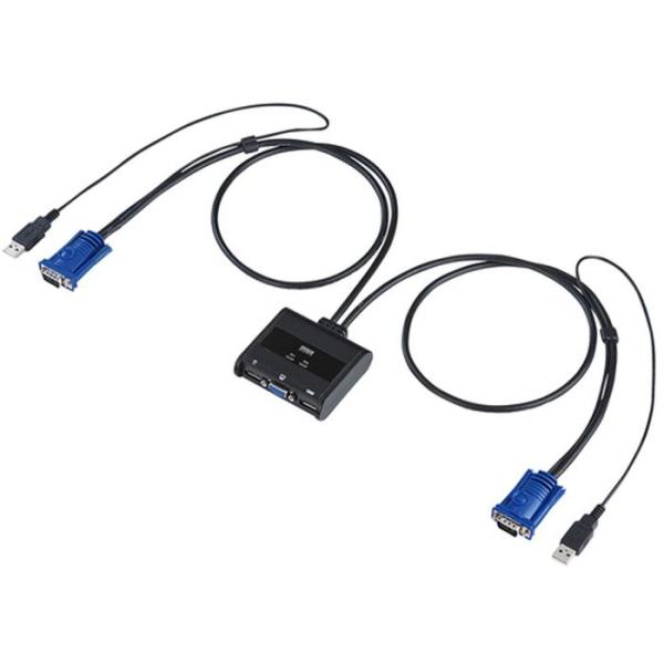 1組のUSBキーボード・USBマウス・ディスプレイで2台のパソコンを切り替えて使用できます。  ケーブル一体型のコンパクトタイプなので設置の際に場所をとりません。■対応解像度：解像度2048×1536ドットまで表示可能（DDC2B対応）■消...