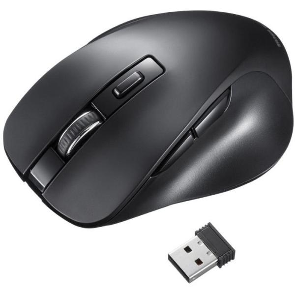 　■握りやすい形状で中型サイズのワイヤレスマウスです。　■マウスポインタを動かさず手元のサイドボタンで操作できる「戻る・進む」の2ボタンを搭載しており、Webブラウザで操作を。　スピーディに行えます。　※Apple Macシリーズでは使用で...