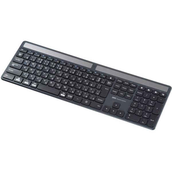 ●ソーラーパネルを搭載したBluetoothキーボード ●室内の照明でも充電できるので、電池交換や充電作業は不要です※1 ●蓄電用に電気二重層コンデン（スーパーキャパシタ）を使用。繰り返し充電に強くリチウムイオン電池に比べ長寿命です。 ●暗...