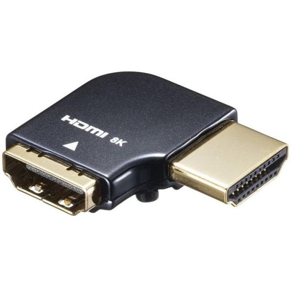 ●HDMI端子（メスコネクタ）を右向きにするアダプタ。テレビやプロジェクタ-、パソコンなどのAV機器のHDMI端子(メスコネクタ）を右向きに変えるL字型のアダプタです。機器裏側のスペースが狭くケーブルのコネクタが邪魔になる時にケーブルをスッ...