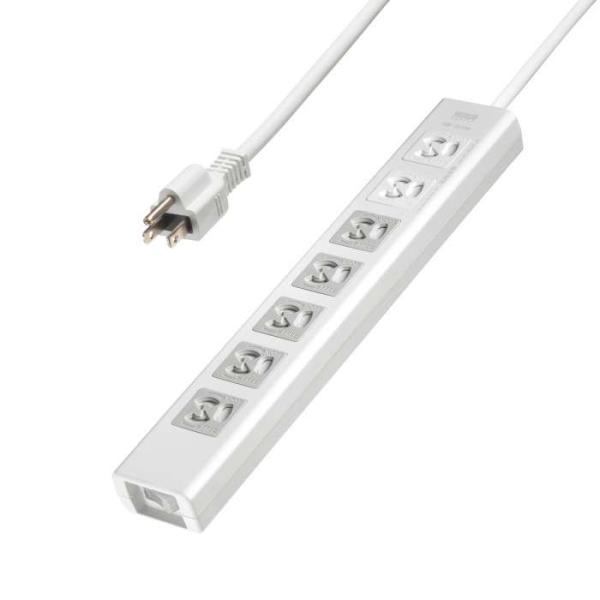 ●集中スイッチで5個口をオン/オフすることができます。2個口は常時通電口（差込口が白色）となっており、常に通電している機器の接続に便利です。●差込口は、3P抜け止めシャッター仕様の7個口タップです。●スチールデスクなどに仮固定できるマグネッ...