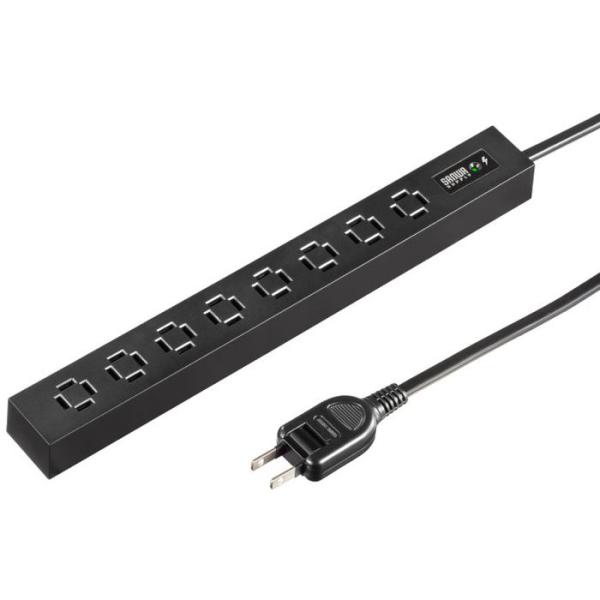 縦横間自在に差し込めるユニークな8個口設計。雷ガードとマグネット付きで、スマートに電源を確保できます。