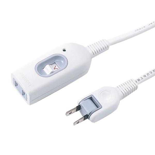 中間スイッチ付きで機器のON・OFFができ、お手持ちのスイッチなしのタップもスイッチ付きにできます。通電確認ランプ付きなので、一目で使用状況が確認できます。恐ろしいコンセント火災を予防する、絶縁キャップ付きスイングプラグです。