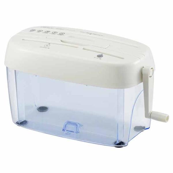 ● 大容量タイプのハンドシュレッダー。● 紙はもちろん、CD、DVD、カードも細断できます。● ダストボックスが紙とCD・カードに分かれているので分別も簡単です。● 取っ手がついているので、片手でヘッド部が取り外せてゴミ捨ても楽にできます。