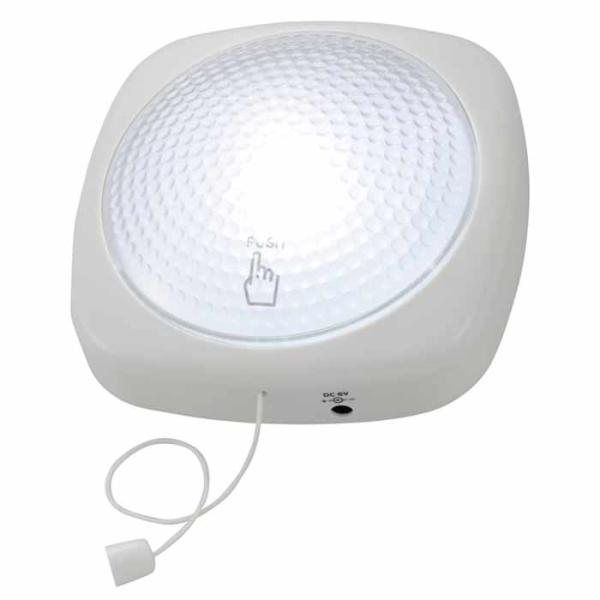 ● 電池式で配線不要。照明器具のない、ちょっとした暗がりに簡単に取り付けできる。　ＬＥＤプッシュライトです。● 便利な２ＷＡＹスイッチ。　・ランプ部分を押して点灯／消灯　・プルスイッチを引いて点灯／消灯　※プルスイッチは、不要な時は取り外せ...