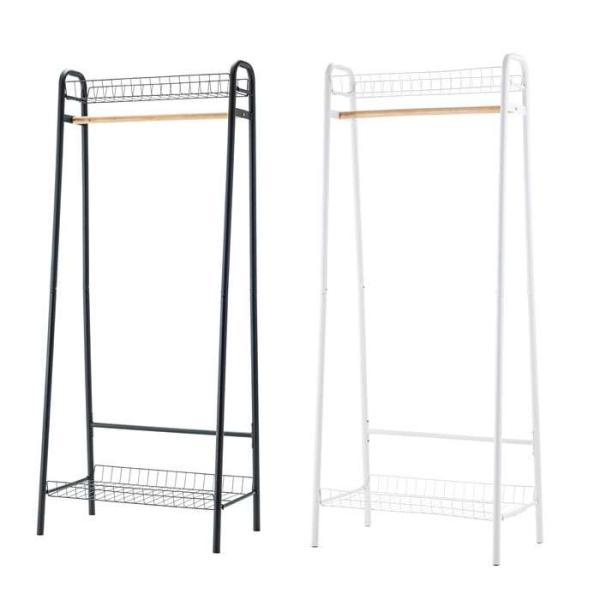 ハンガーラック。メッシュ棚が上下2段ついた、収納性抜群のハンガーラック。ポール部分には天然木を使用し、ショップディスプレイのようにおしゃれに洋服を収納できます。上段のメッシュ棚は帽子などの小物収納にピッタリです。ポールからメッシュ棚までは1...