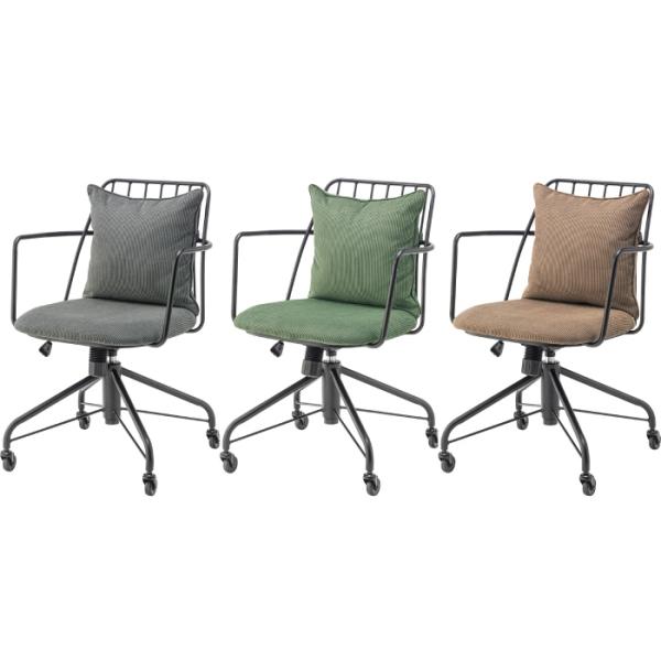 ロッキング機能と昇降機能がついた、お洒落なデスクチェアです。カラーバリエーションは、GY（PC-81GY/4985155224586）GR（PC-81GR/4985155224579）BE（PC-81BE/4985155224562）です。