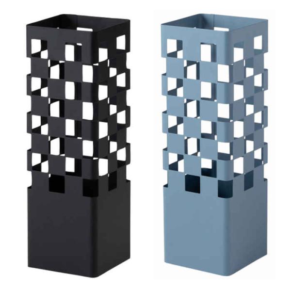 傘入れ 玄関 エントランス かさ 収納 四角 長方形 コンパクト スリム シンプル スタイリッシュ スタイリッシュなチェック模様のシンプルな傘立て。カラーは、ブラック（4985155228669/LFS-183BK）、ブルーグレー（4985...