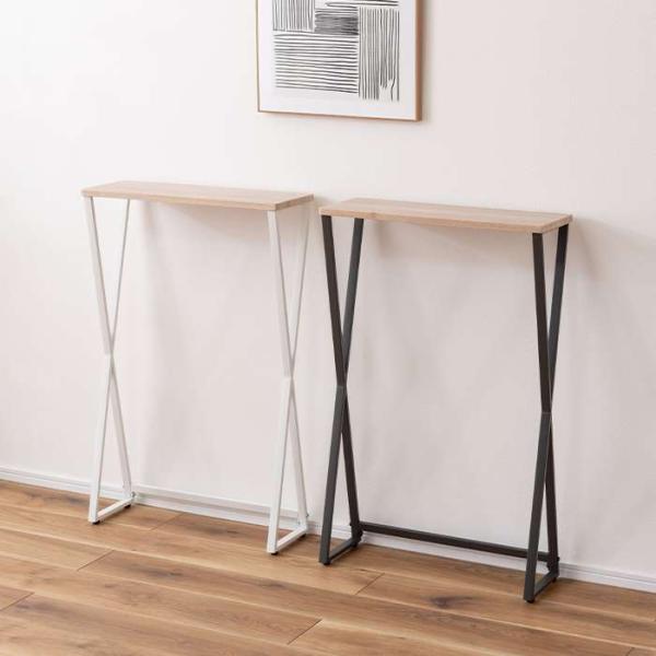 コンソール。カラーは、ホワイト（4985155242795：MIP-16WH）、ダークグレー（4985155242788：MIP-16DGY）、です。収納棚や飾り棚として活躍するコンソール。 木目調の天板とスチール脚で構成されたシンプルなデ...
