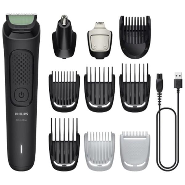 ヘアー・鼻・耳・ヒゲ・全身使える10in1トリマー。10 種類のアタッチメント、シャープな切れ味を保つ自動研磨式ステンレススチール刃、より肌にやさしくトリミングできるように、刃の先端に丸みを帯びたトリマーは、あらゆるグルーミングニーズにマル...