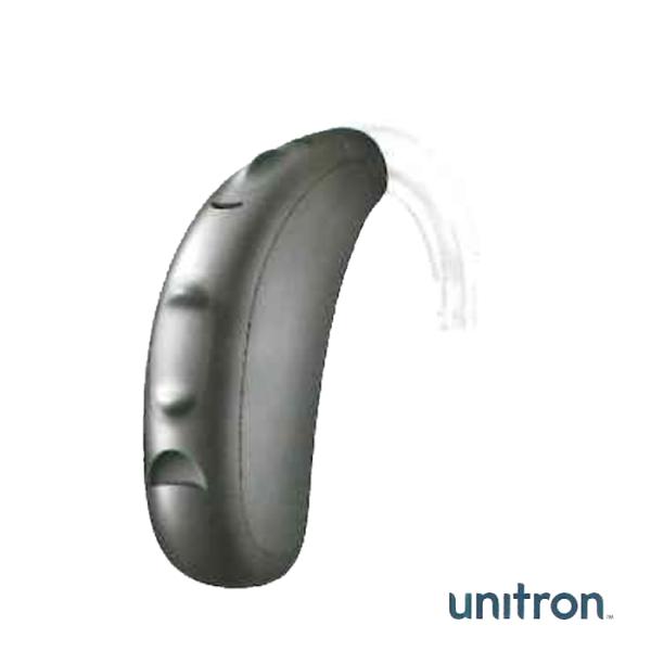 ユニトロン デジタル補聴器。耳かけタイプ。T Stride 500。カラーはピューター。6チャンネル　4メモリー。指向性：環境適応型指向性。雑音制御：64バンドノイズリダクション、アンチショック2（OFF・小・中・最大）。