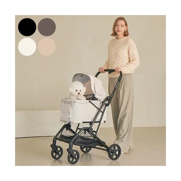 小型のわんちゃんとの移動におすすめのカートです。前輪・後輪それぞれにサスペンション装着！また、飛び出し防止リードが2本付いているので、安心してお使いいただけます。バスケットのフロント部分にメッシュ窓を装備！ファスナーで開閉することができるフ...