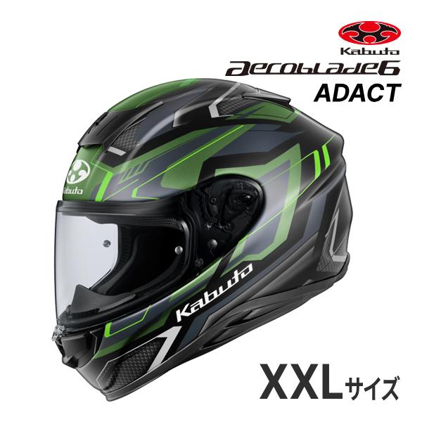 OGKカブト AEROBLADE-6 ADACT風との一体化を表現した疾走感のある王道スポーツスタイルモデル。■カラー：フラットブラックグリーン■サイズ：XXL(63-64cm)※サイズはあくまで目安です。製品の設計により同じサイズ表示でも...