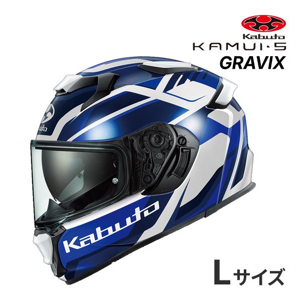 OGKカブト KAMUI 5 GRAVIXダイナミックで先進的なシェイプが際立つ、スポーティなグラフィックデザイン。■カラー：ホワイトブル−■サイズ：L(59-60cm) ※サイズはあくまで目安です。製品の設計により同じサイズ表示でも装着感...