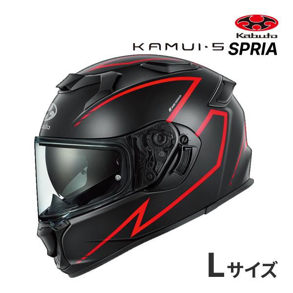 OGKカブト KAMUI 5 SPRIAモデルの造形美を際立たせる、精緻なミニマルグラフィック。■カラー：フラットブラックレッド■サイズ：L(59-60cm) ※サイズはあくまで目安です。製品の設計により同じサイズ表示でも装着感が異なる場合...