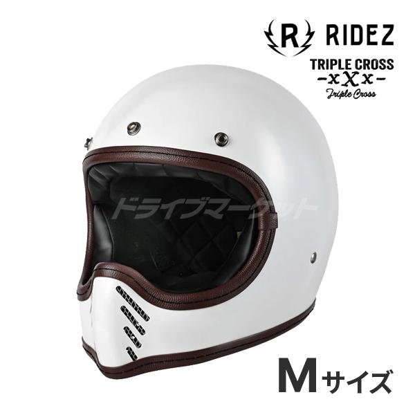RIDEZ TRIPLE CROSS（ライズトリプルクロス） WHITE バイク用フルフェイスヘルメットカラー：ホワイトサイズ：Mサイズ(57cm - 58cm)顎ひもワンタッチバックルSG規格/全排気量使用可能■SG規格適合製品■マークの...