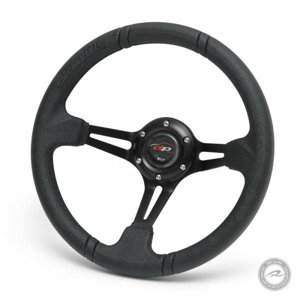 ★70mmディープコーンステアリング★フェイクレザーPVC製★32Φ 黒色DRIFTINGロゴ ＆ 黒色クロスステッチ★ボスはMOMO、汎用ボスを使用してください。 ホーンボタンは付属しています。こちらの商品は中国製です。グリップ部に押され...