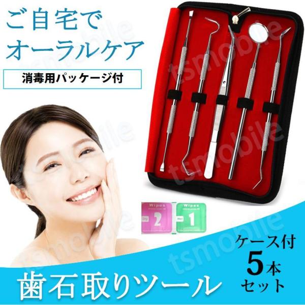 歯の本来の白さを引き出す為の自宅で簡単口腔ケアグッズです。消毒用パッケージ1セット付き内容物：歯の色、表面、形状を確認できるデンタルミラー歯の隙間に挟まれた食べかす、食物の繊維などを引き出すピンセット歯垢、歯石を削るための鎌形スケーラー、鍬...