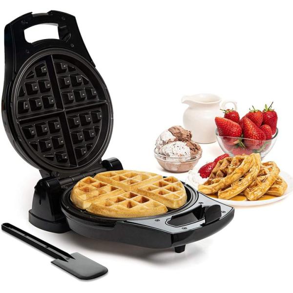 モス＆ストーン ベルギーワッフルメーカー ブラック/シルバー Moss &amp; Stoneモス＆ストーン ベルギーワッフルメーカー。外はカリカリ、中はしっとりフワフワな分厚い、直径20センチのベルギーワッフルを作ることができます。調理面...